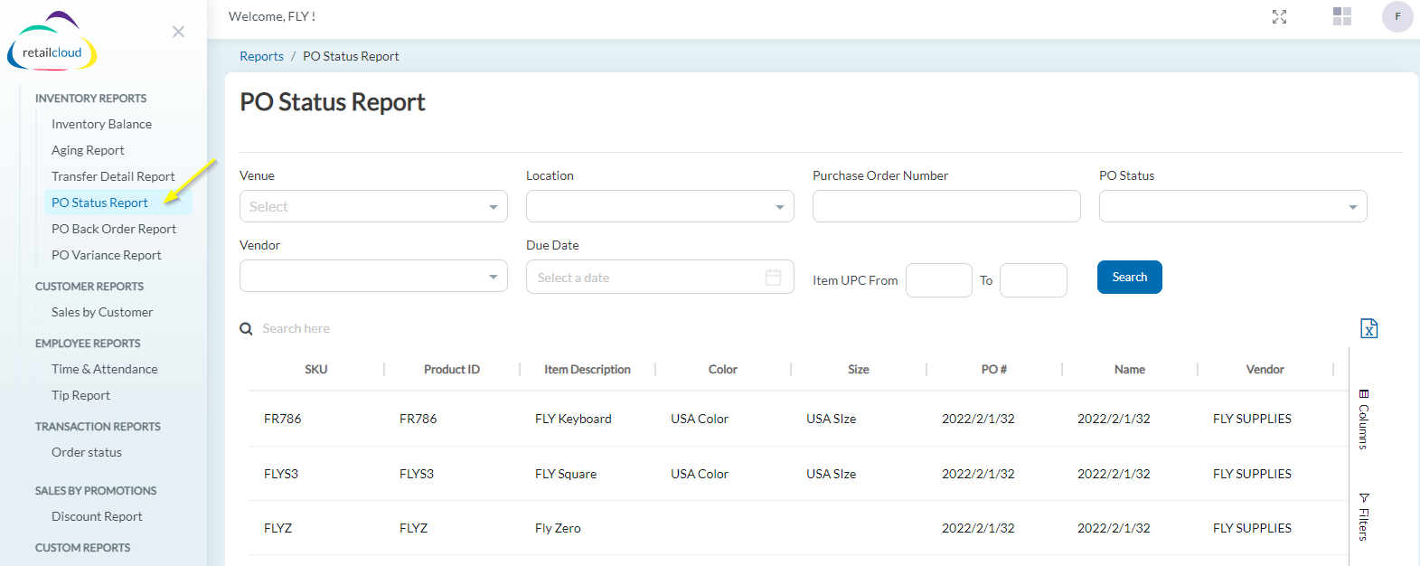 PO Status Report – Help Center