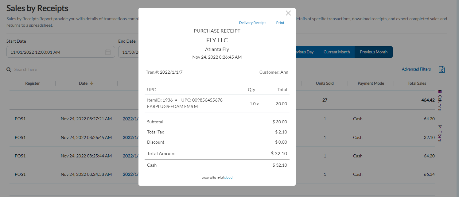 Sales By Receipts Report – Help Center