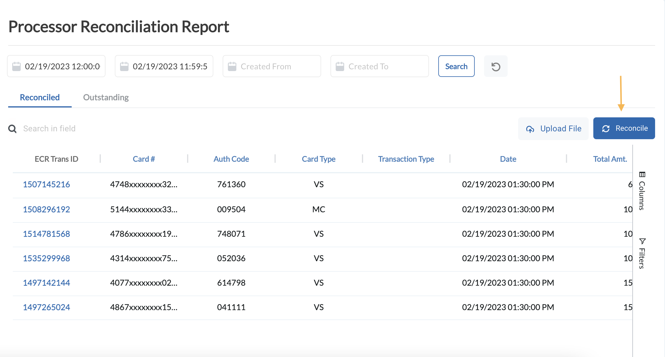 Reconciliation Report – Help Center