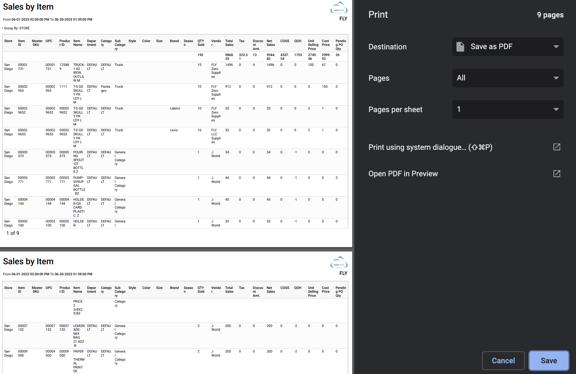 Sales By Item Report – Help Center
