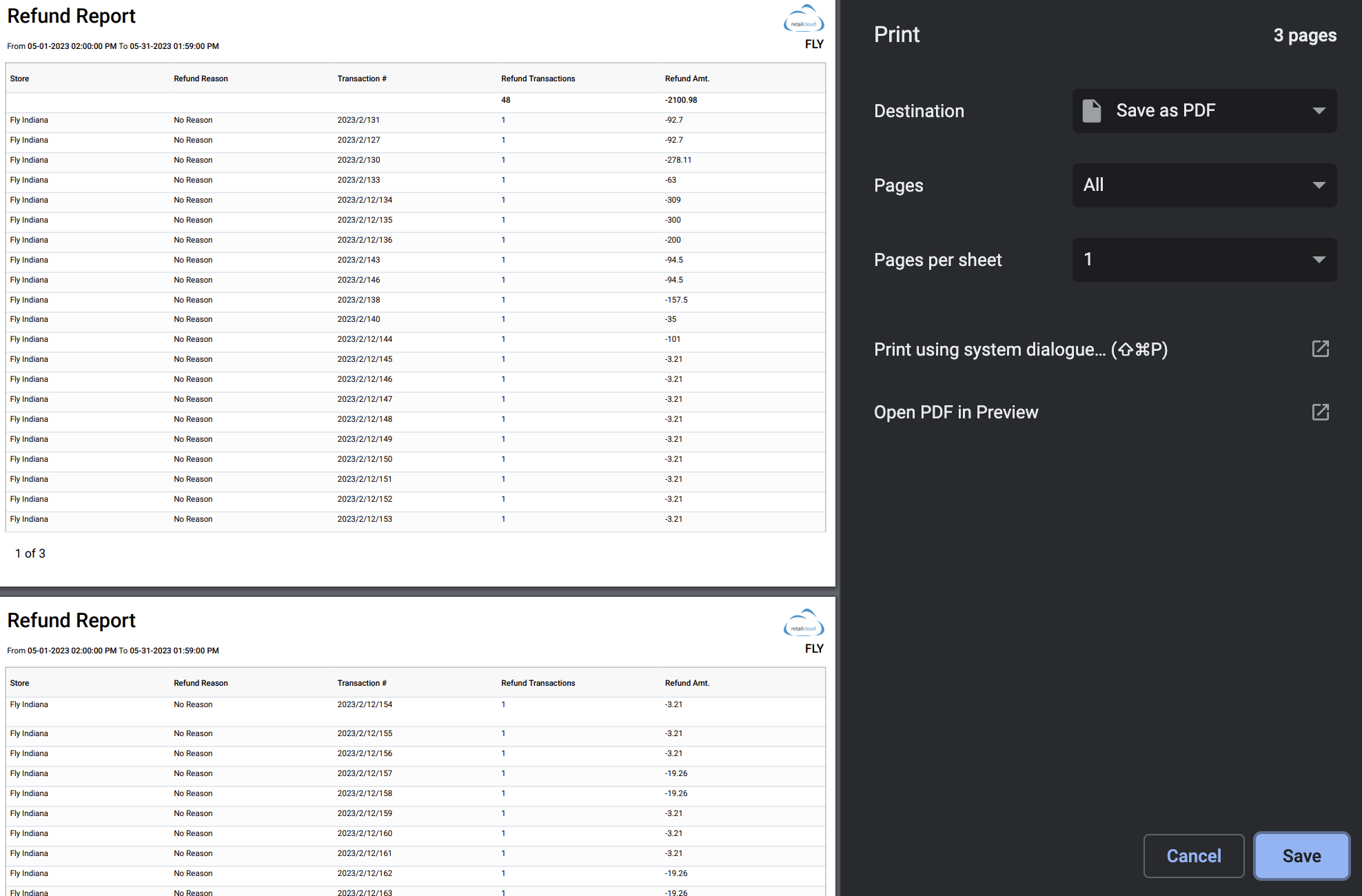 Refund Report – Help Center