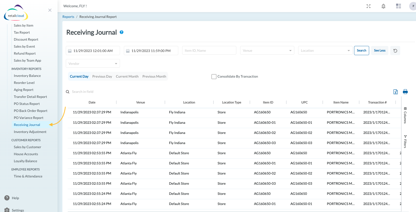 Receiving Journal Report – Help Center
