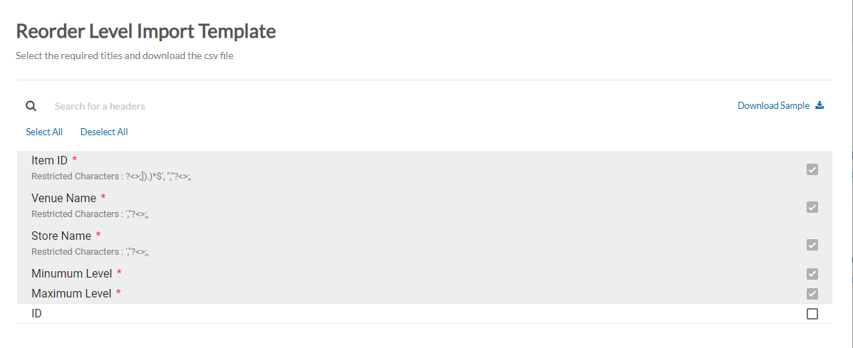 Reorder Level Import – Help Center