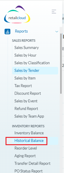 Historical Inventory Balance Report – Help Center
