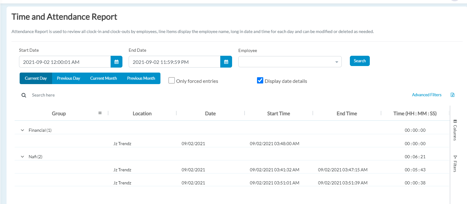 Time & Attendance Report – Help Center