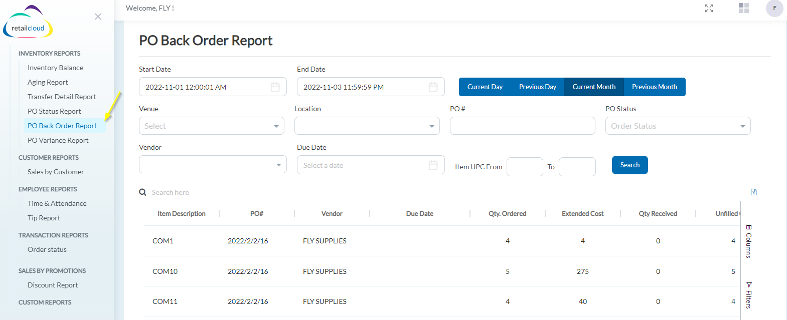 PO Back Order Report – Help Center