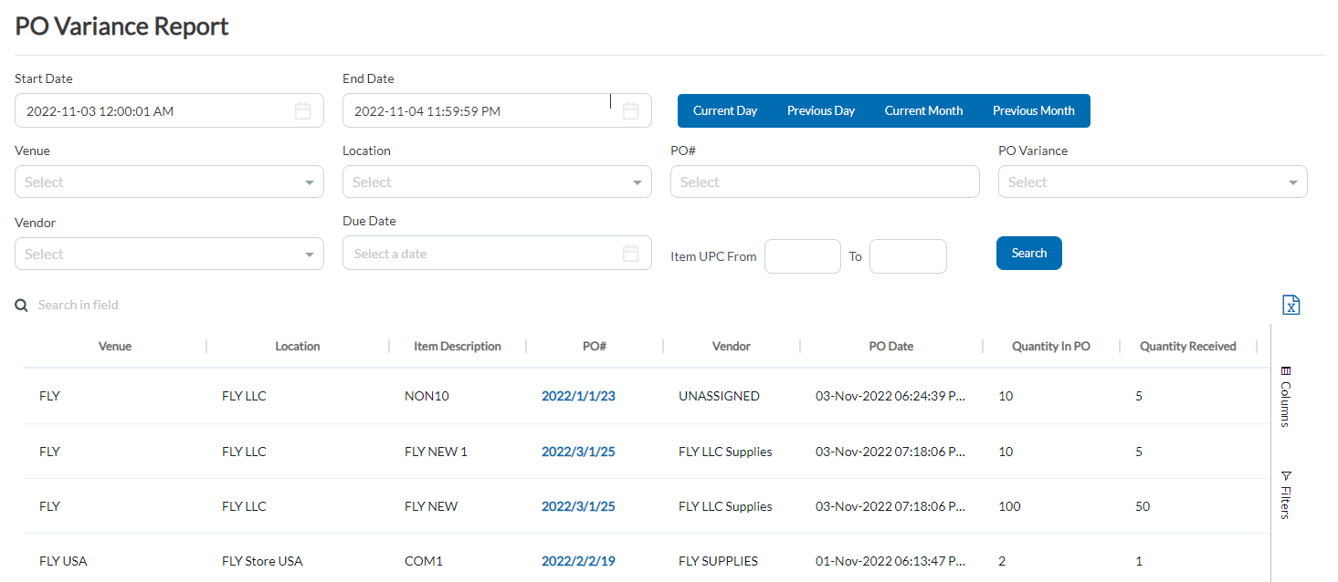 PO Variance Report – Help Center